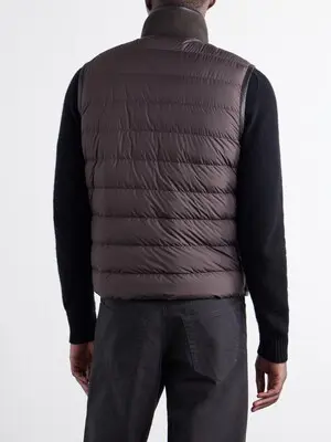 Moncler Rysfen Logo-appliquéd Leather-trimmed Shearling And Quilted Shell Down Gilet