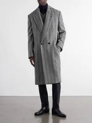 Zegna Trofeo Selection Double-breasted Pinstriped Wool Coat