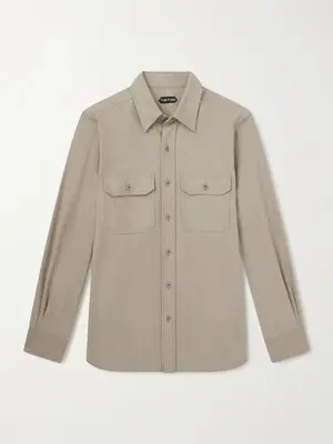 TOM FORD Garment-dyed Cotton-moleskin Shirt - Neutrals
