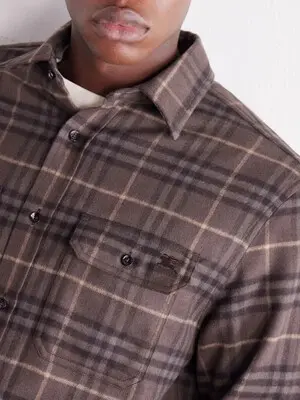 Burberry Checked Wool-twill Flannel Shirt - Brown