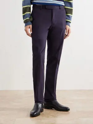 Brioni Tapered Brushed Cotton-blend Gabardine Trousers