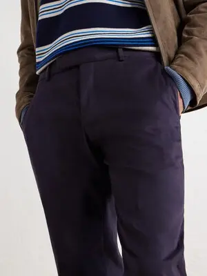 Brioni Tapered Brushed Cotton-blend Gabardine Trousers