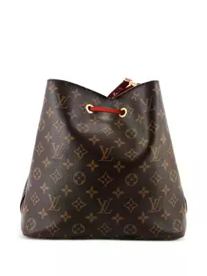 LOUIS VUITTON Neonoe Handbag Monogram Canvas With Leather Mm Bucket Bag - Red