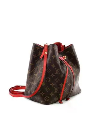 LOUIS VUITTON Neonoe Handbag Monogram Canvas With Leather Mm Bucket Bag - Red