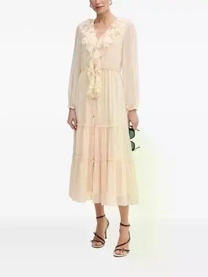 MORGAN Ruffled Tiered Midi Dress - Neutrals