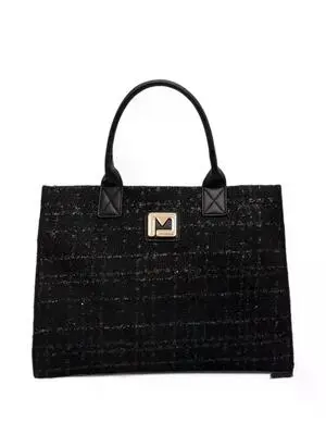 MORGAN Tweed Logo-plaque Tote Bag - Black