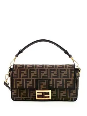 Fendi Baguette Nm Bag Zucca Canvas Medium Shoulder Bag - Brown