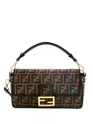 Fendi Baguette Nm Bag Zucca Canvas Medium Shoulder Bag - Brown