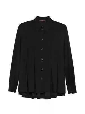 High Equally Pleated Long-sleeve Shirt - Black