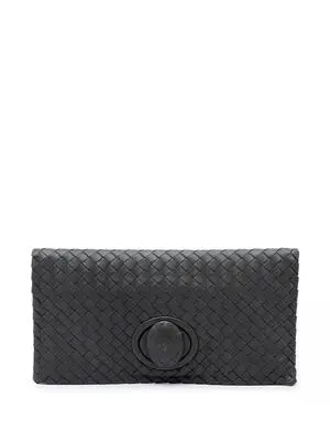 Bottega Veneta 2012-2026 Nappa Intrecciato Turn Lock Clutch Bag - Grey