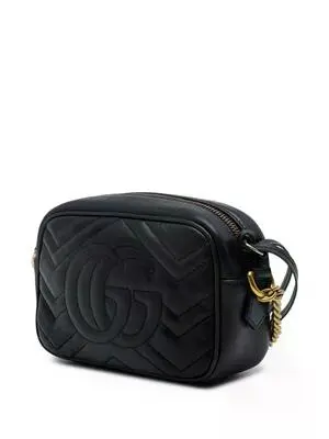 Gucci 2016-2026 Mini Gg Marmont Matelasse Calfskin Crossbody Bag - Black
