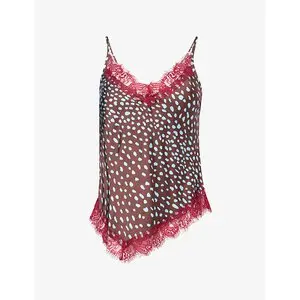 NEVER FULLY DRESSED Aurelia Lace-trim Satin Top - Chocolate