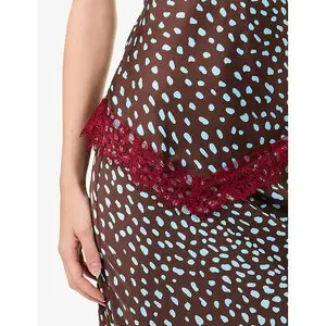 NEVER FULLY DRESSED Aurelia Lace-trim Satin Top