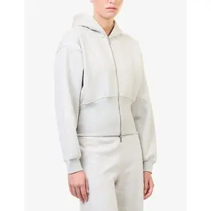Lounge Zip-up Fitted-waist Cotton-blend Hoody - Grey Marl