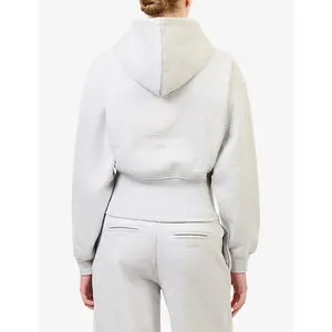 Lounge Zip-up Fitted-waist Cotton-blend Hoody - Grey Marl