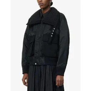 Sacai Patch-pocket Nylon And Wool Bomber Jacket