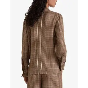 REISS Minnie Check Tie-neck Woven Blouse