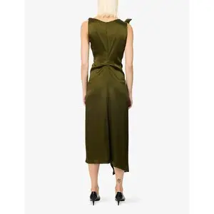 Victoria Beckham Tailored Draped Crepe-back Satin Midi Dress - Marsh Green