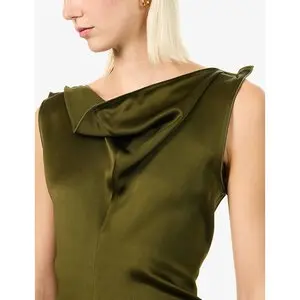 Victoria Beckham Tailored Draped Crepe-back Satin Midi Dress - Marsh Green