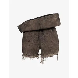 Rick Owens Crater Frayed Denim Shorts