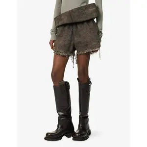Rick Owens Crater Frayed Denim Shorts