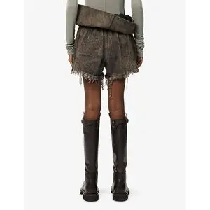 Rick Owens Crater Frayed Denim Shorts