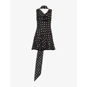 NEVER FULLY DRESSED Sophie Cowl-neck Crepe Mini Dress - Black