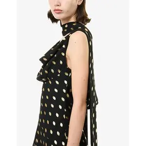 NEVER FULLY DRESSED Sophie Cowl-neck Crepe Mini Dress