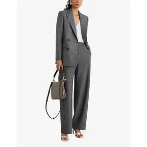 REISS Elle Barrel-leg Stretch-woven Trousers - Grey