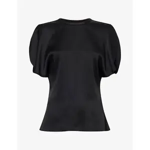 Victoria Beckham Bela Open Cap-sleeves Satin Top - Black