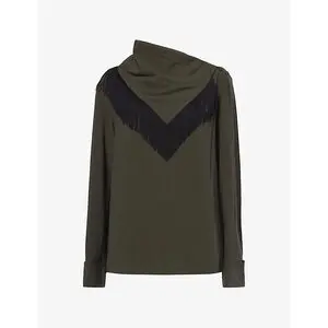Camilla And Marc Una Drape Collar Fringe Woven Shirt