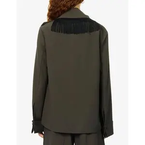 Camilla And Marc Una Drape Collar Fringe Woven Shirt