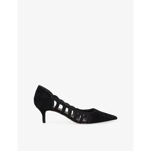 PHASE EIGHT Cut-out Heeled Suede Court Shoes - Black