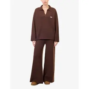 Lounge Wide-leg Ribbed-hem Wool-blend Trousers - Chocolate