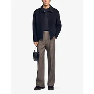 Sandro Collared Zip-up Wool -blend Jacket - Black
