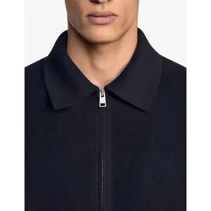 Sandro Collared Zip-up Wool -blend Jacket - Black