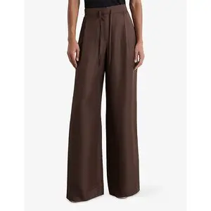 REISS Aliana Drawstring-waist Wide-leg Silk Trousers