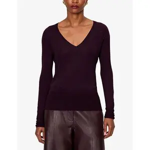 JOSEPH Cetus Cashair V-neck Cashmere Top