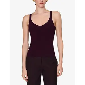 JOSEPH Joann Compact Milano Woven Tank Top - Mahogany