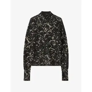 JOSEPH Yasmin Cashair Jacquard Cashmere Jumper - Black/powder