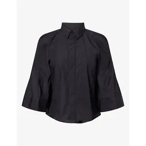 Sacai Oversize Cropped Cotton-blend Shirt