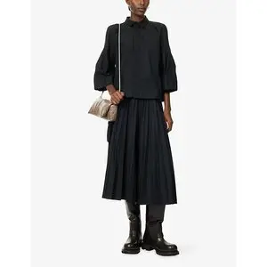 Sacai Oversize Cropped Cotton-blend Shirt