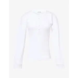 Victoria Beckham Hazel Ribbed Long-sleeve Cotton Top - White