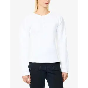 Victoria Beckham Hazel Ribbed Long-sleeve Cotton Top - White