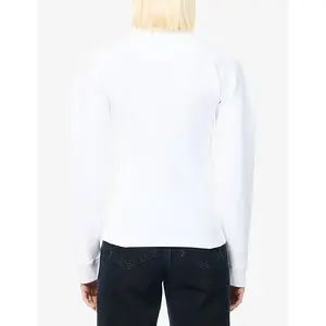Victoria Beckham Hazel Ribbed Long-sleeve Cotton Top - White