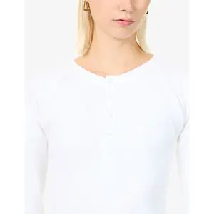 Victoria Beckham Hazel Ribbed Long-sleeve Cotton Top - White