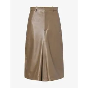 Victoria Beckham Kick-detail Leather Midi Skirt