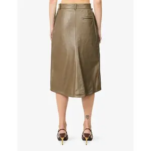 Victoria Beckham Kick-detail Leather Midi Skirt