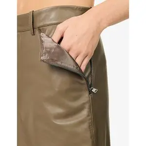 Victoria Beckham Kick-detail Leather Midi Skirt