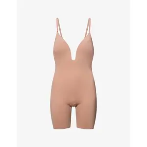 Spanx Shape™ Plunge-neck Mid-thigh Bodysuit - Chai